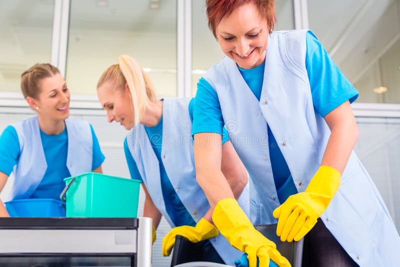 Team of Cleaning Ladies Working Stock Photo - Image of teamwork, people ...