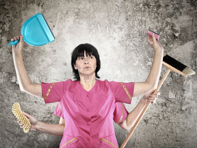 Cleaning lady stock image. Image of montage, hold, clean - 27441833