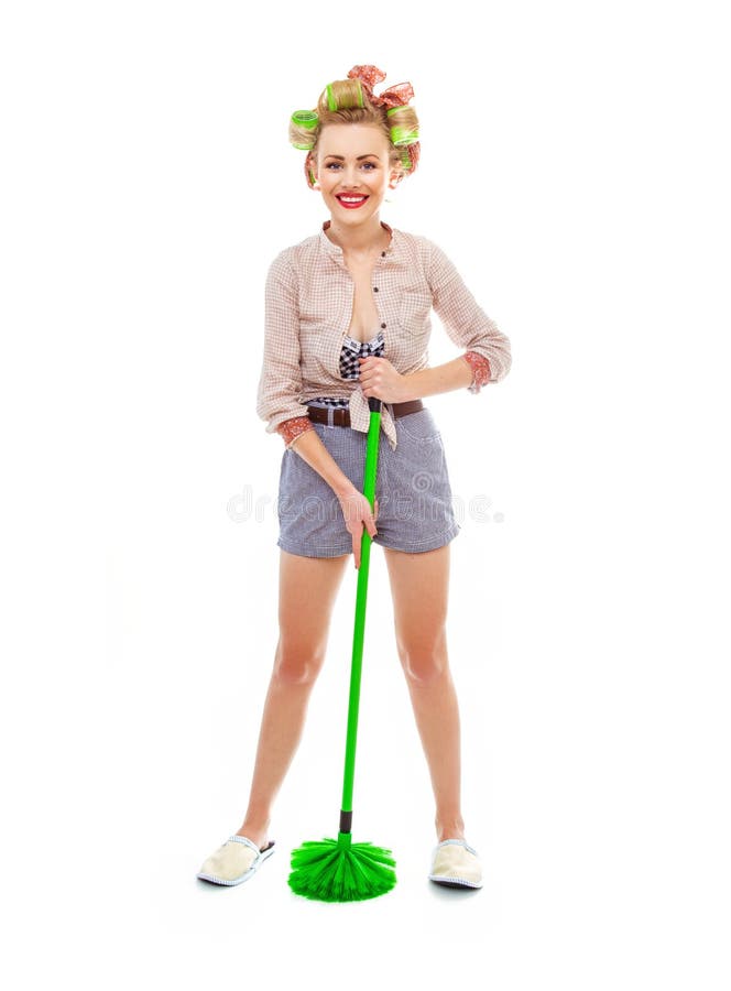 Cleaning lady stock photo. Image of pinup, girl, housekeeping - 27754602