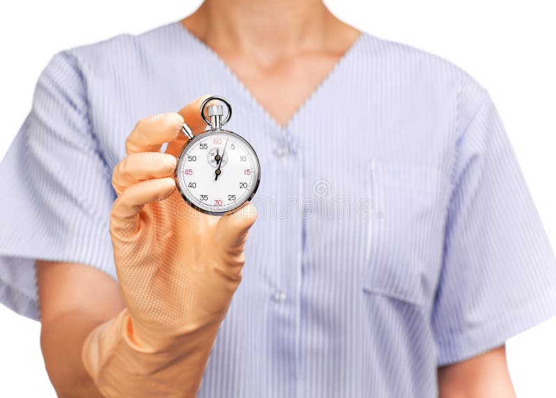 Cleaning Lady Holding a Stopwatch Stock Image - Image of industrial ...