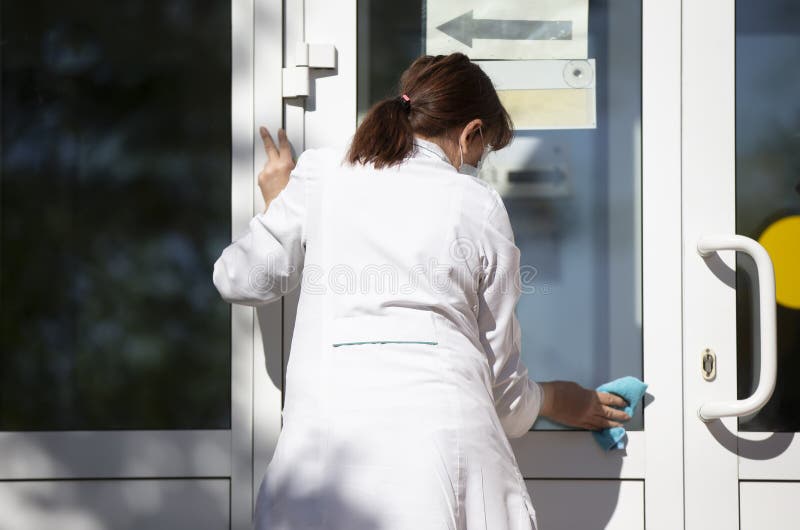 Cleaning Lady in the Hospital Washes Stock Image - Image of medical ...