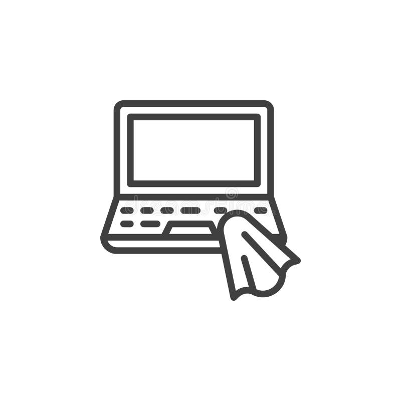 Cleaning Laptop Computer Line Icon Stock Vector - Illustration of ...