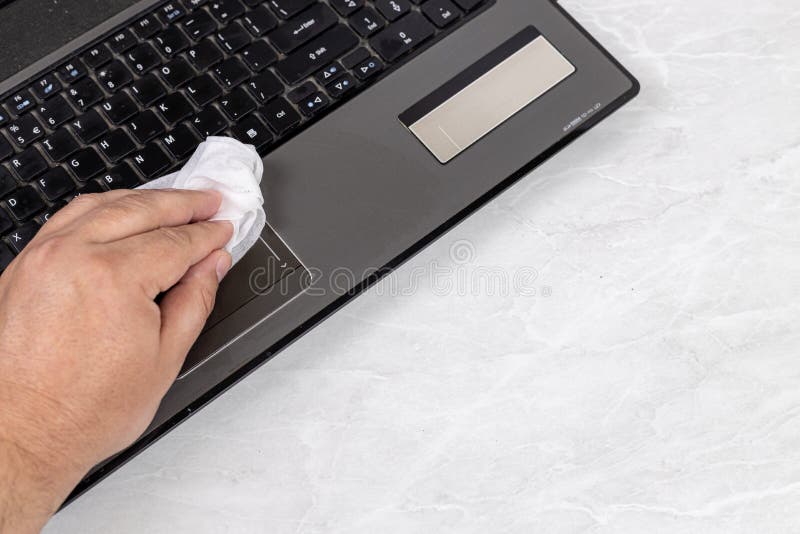 Cleaning Laptop with Disinfection Protective Alcohol Tissue Stock Photo ...