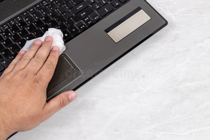 Cleaning Laptop with Disinfection Protective Alcohol Tissue Stock Image ...