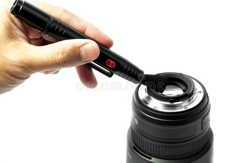 Cleaning Camera Lens with Cloth and Spray Stock Photo - Image of spray ...