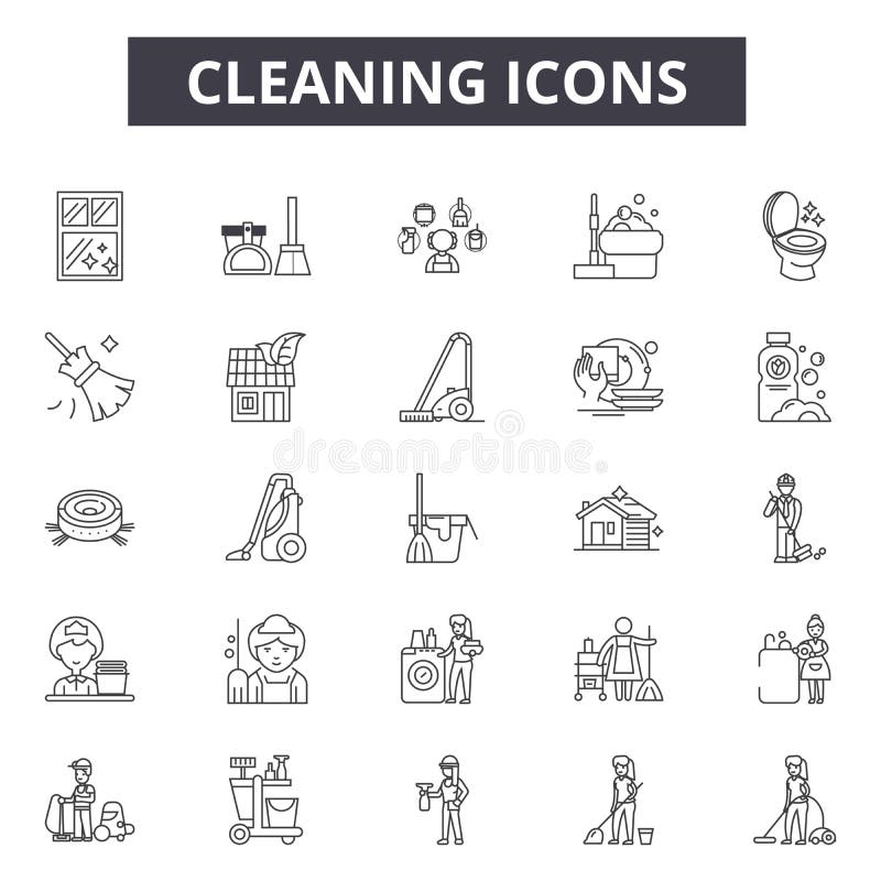Cleaning Line Icons, Signs, Vector Set, Outline Illustration Concept ...