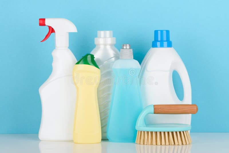 Cleaning Liquids and Tools Set for Different Housework Stock Photo ...