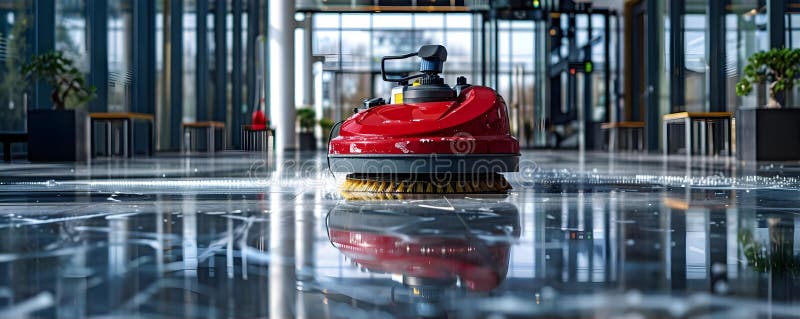 Cleaning Machine in Action Maintenance in Contemporary Architectural ...