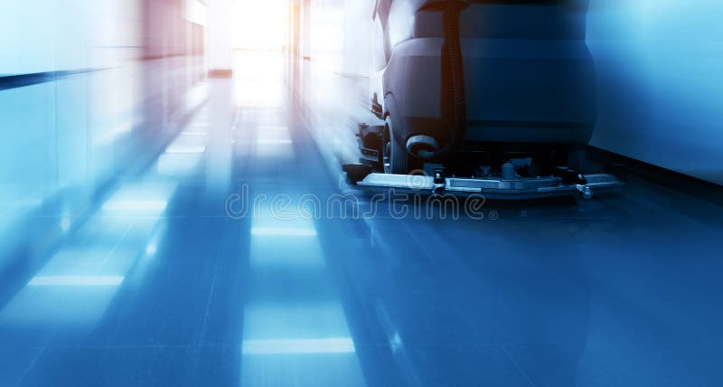 Cleaning Machine in Corridor Stock Photo - Image of industry, office ...