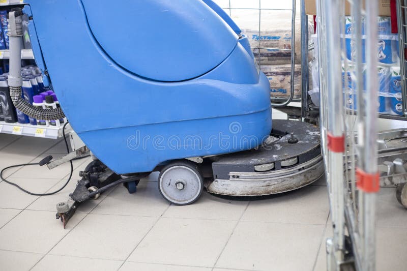 Cleaning Machine Garbage in the Supermarket in the Corner Stock Photo ...