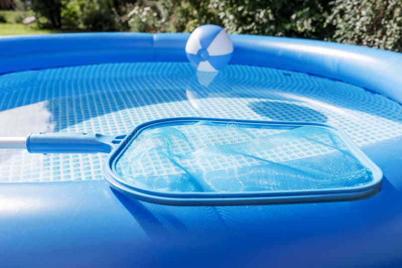 Cleaning and Maintenance Swimming Pool with Cleaning Net Stock Photo ...