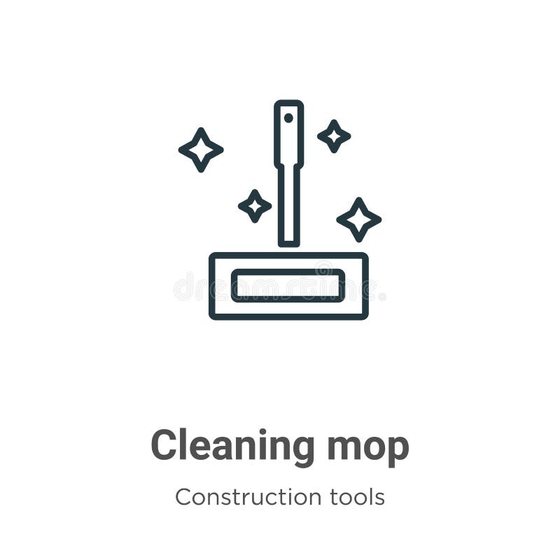 Cleaning Mop Outline Vector Icon. Thin Line Black Cleaning Mop Icon ...