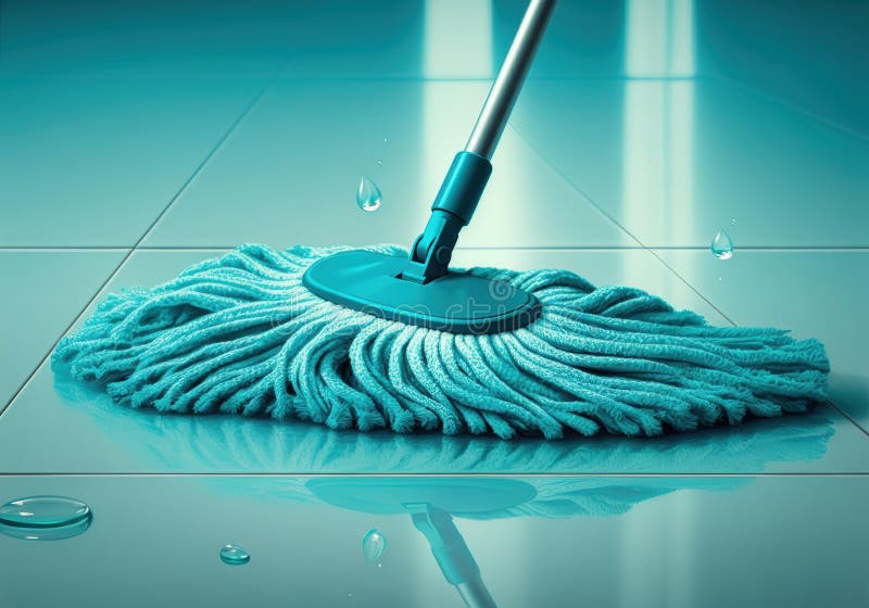 Cleaning Mop on Shiny Floor, Showcasing Effective Cleaning Tools Stock ...