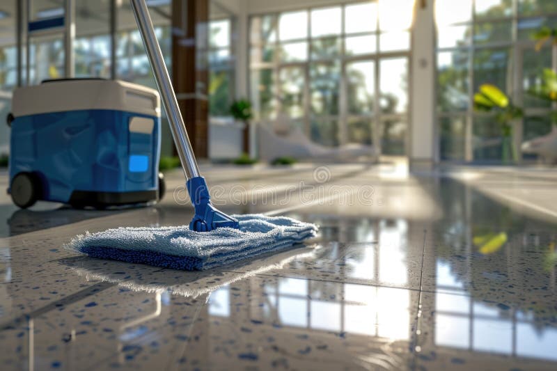 A Cleaning Mop Sitting on a Clean Floor in a Room Stock Photo - Image ...