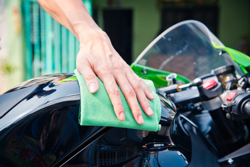 Cleaning motorcycle stock photo. Image of clean, microfiber - 101775290
