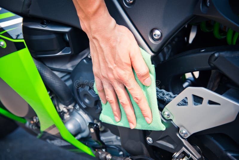 Cleaning motorcycle stock photo. Image of cleaning, detailing - 101775518