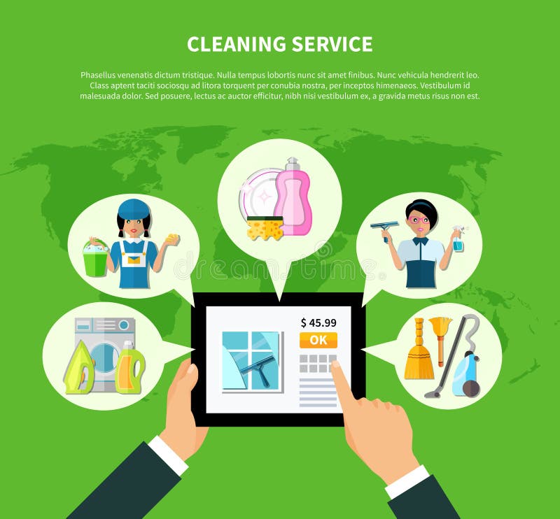 Cleaning Online Application Concept Stock Vector - Illustration of care ...