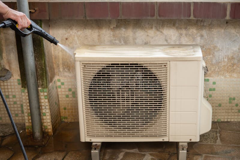 Cleaning the Outer Part of Air Conditioner Stock Photo - Image of ...