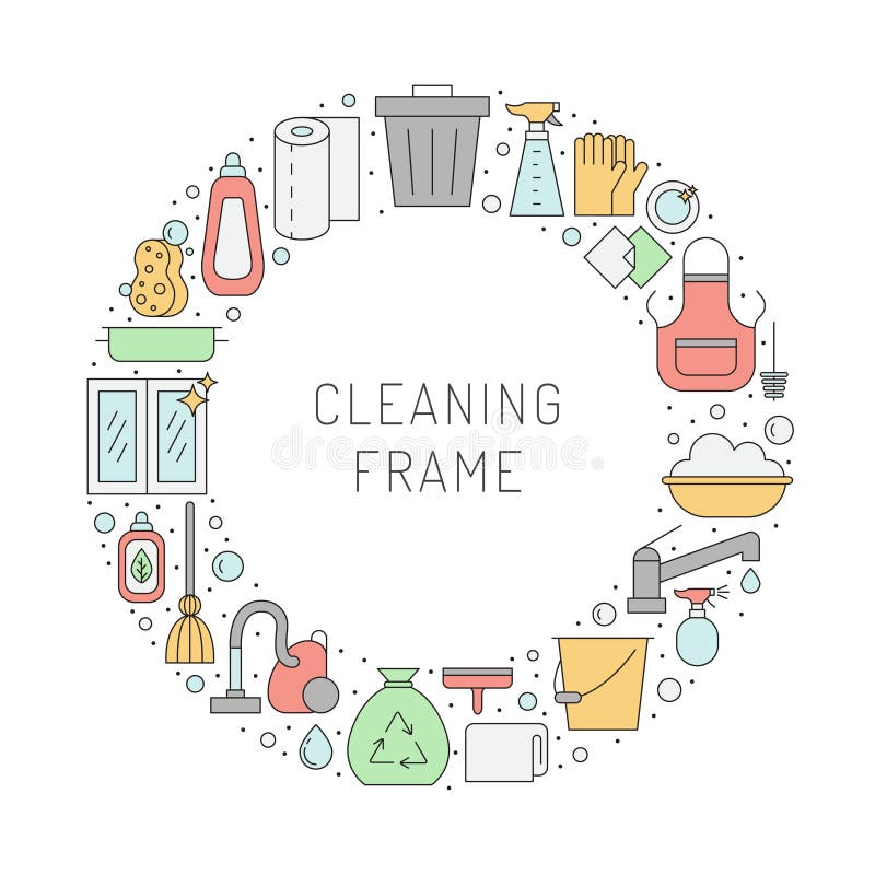 Cleaning Outline Gray Vector Icons Set. Modern Minimalistic Design ...
