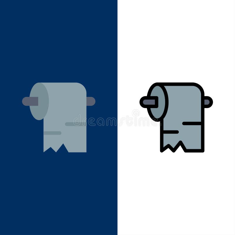 Cleaning, Paper, Tissue Icons. Flat and Line Filled Icon Set Vector ...