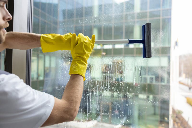 Cleaning Person Looking Busy Windows Office Stock Photos - Free ...