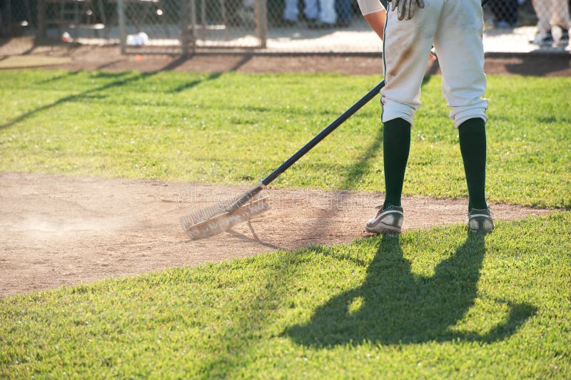 Cleaning the Pitcher S Area after a Game Stock Photo - Image of gloves ...