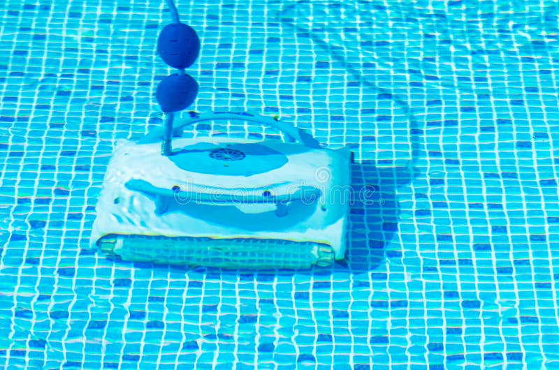 Cleaning the Pool Bottom with an Underwater Vacuum Cleaner Stock Photo ...