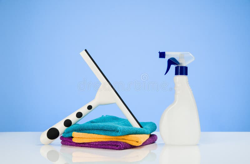 Cleaning Product Concept Background with Accessories Stock Photo ...