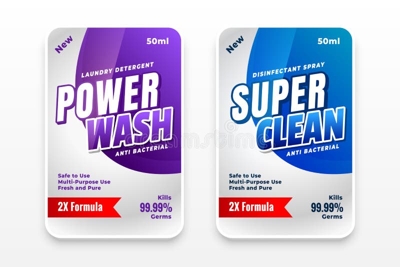 Cleaning Product Labels and Stickers Set Design Vector Illustration ...
