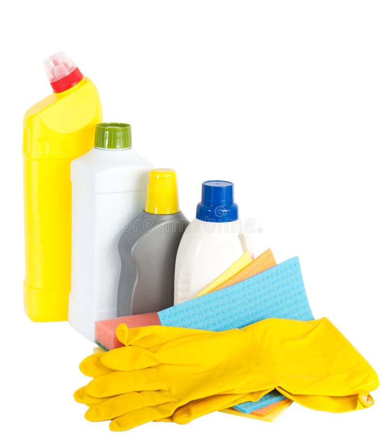 Cleaning Products and Rubber Gloves Stock Photo - Image of hygiene ...