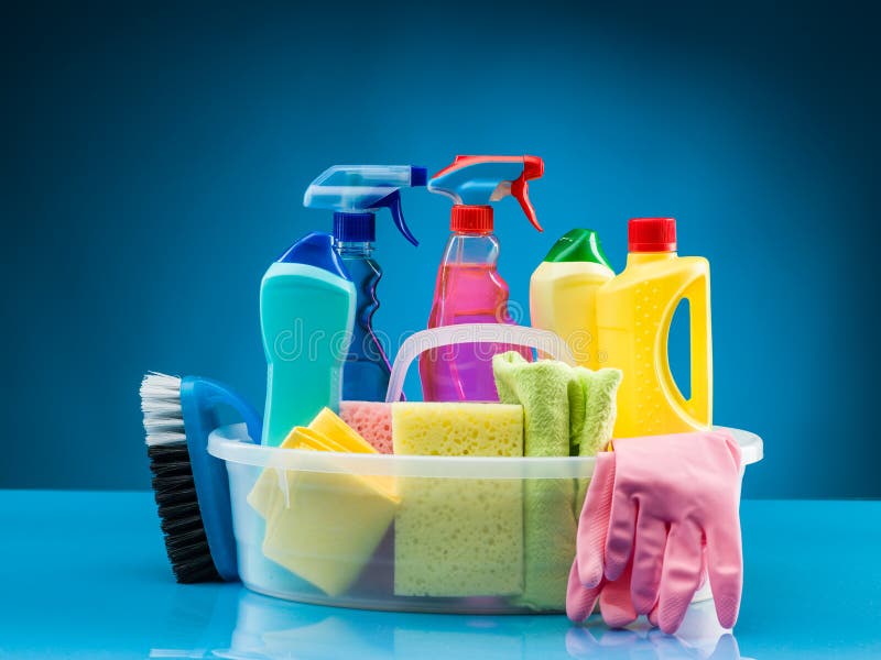 Cleaning Products and Supplies Stock Image - Image of chores, basket ...