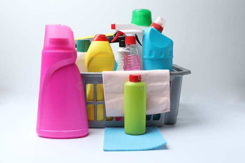 Cleaning Products on the Table Stock Photo - Image of detergent ...