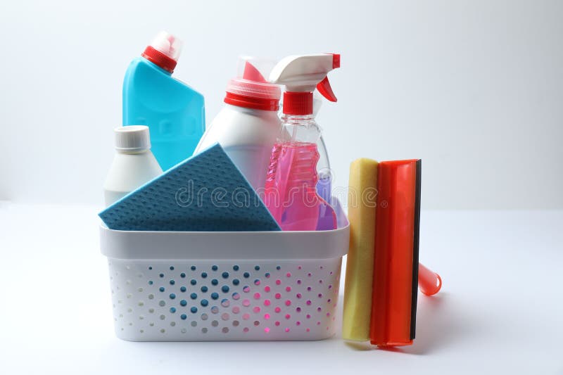 Cleaning Products on the Table Stock Image - Image of equipment, rubber ...