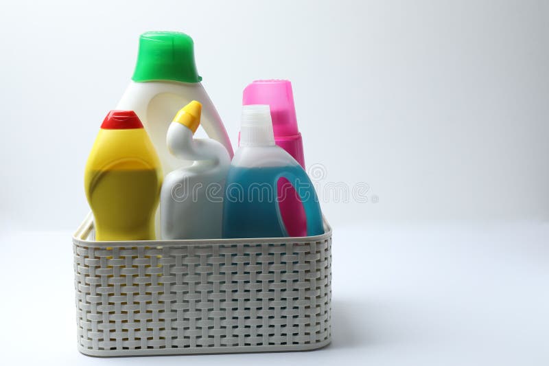 Cleaning Products on the Table Stock Image - Image of rubber, table ...