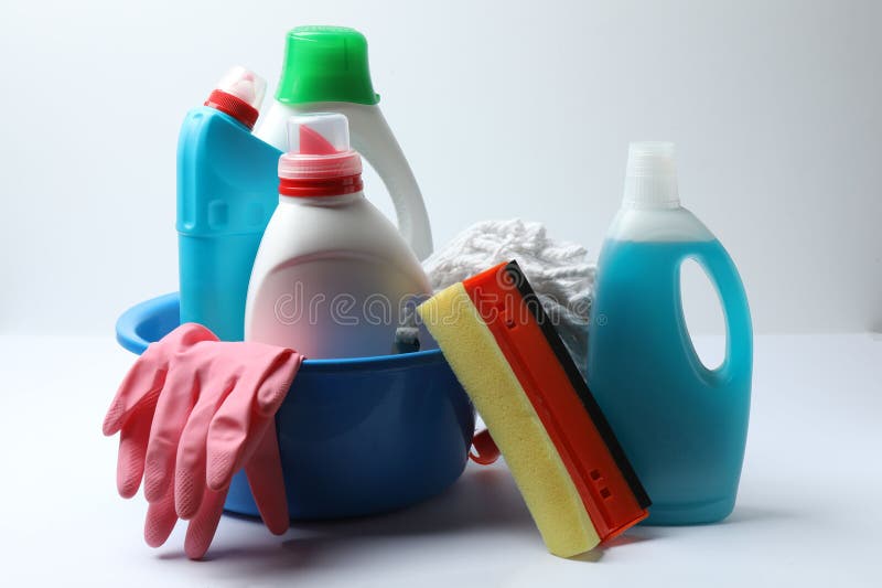 Cleaning Products on the Table Stock Image - Image of spring, wash ...