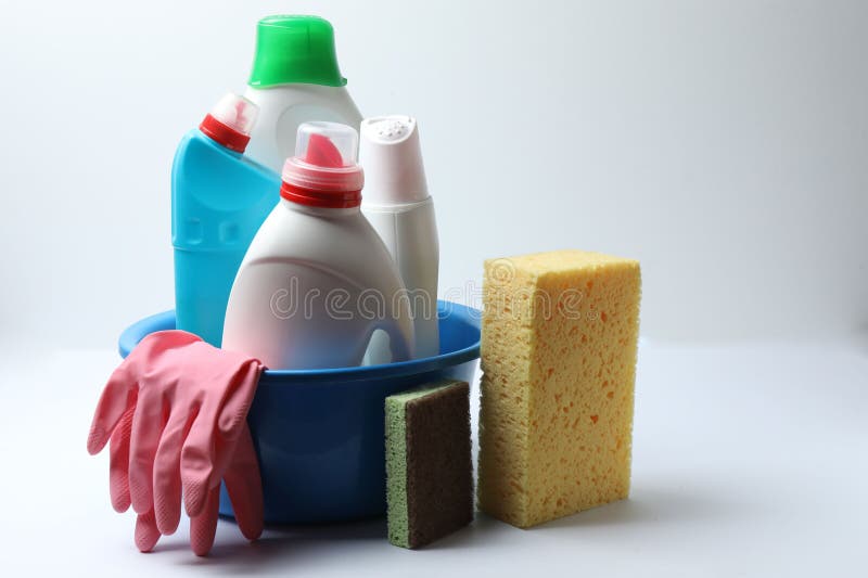 Cleaning Products on the Table Stock Image - Image of housework ...