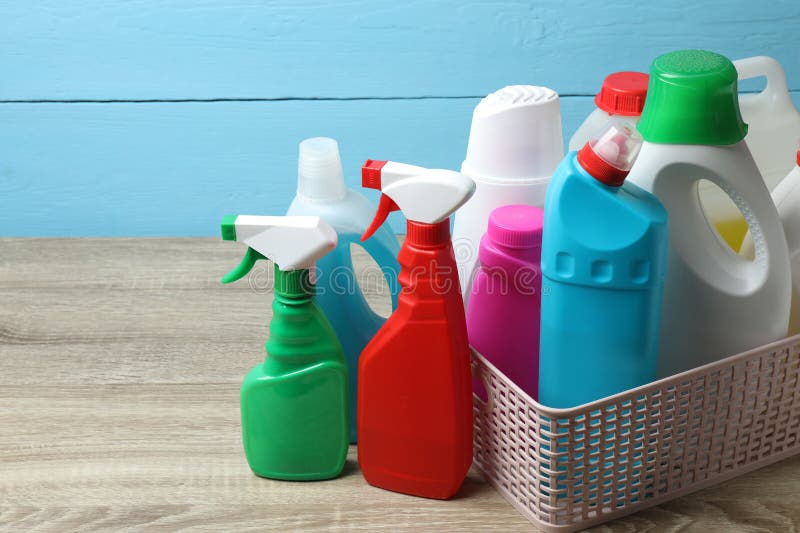 Cleaning Products on the Table Stock Image - Image of chemical ...