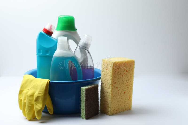 Cleaning Products on the Table Stock Photo - Image of wash, domestic ...