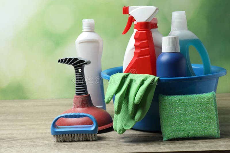 Cleaning Products on the Table Stock Image - Image of flowers, home ...