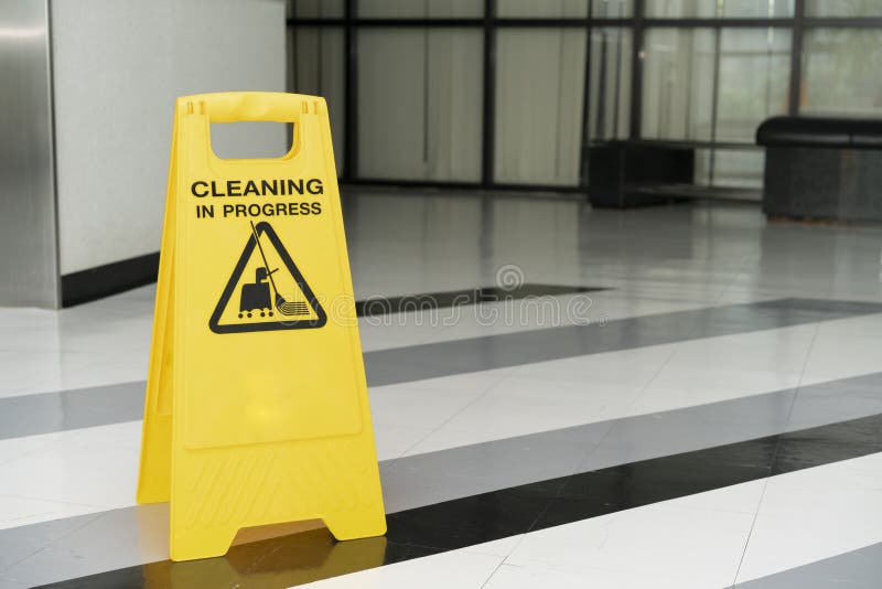 Cleaning Progress Caution Sign in Office Stock Image - Image of service ...