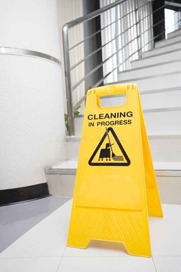 Cleaning Progress Caution Sign in Office Stock Photo - Image of symbol ...