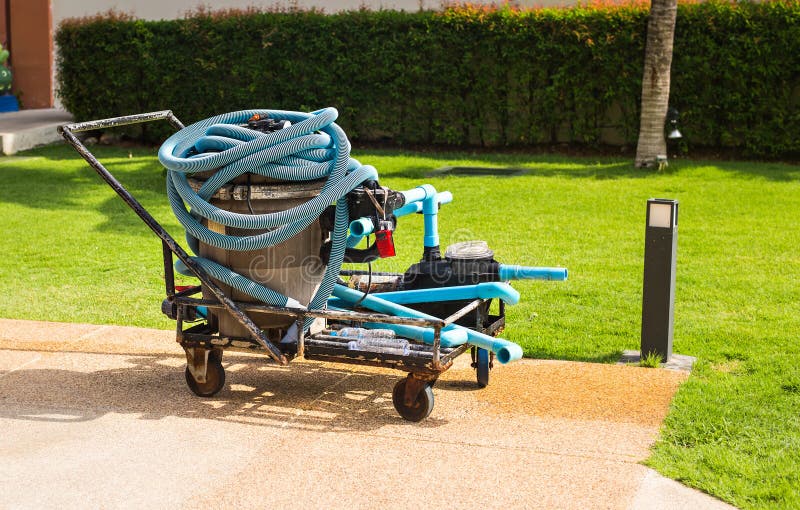 Cleaning Pump Working for a Swimming Pool Stock Image - Image of ...