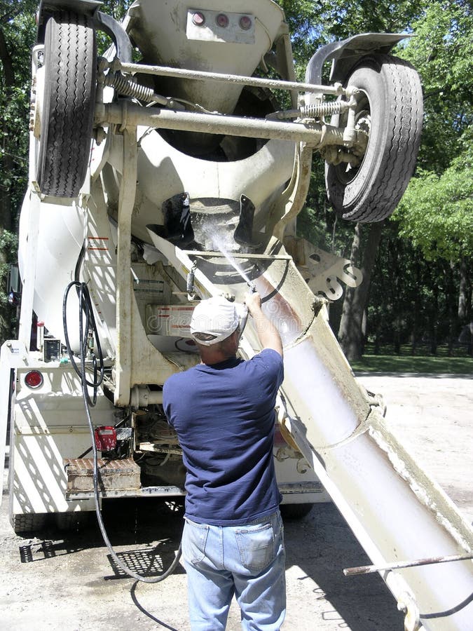 Cleaning the Ready Mix Truck Stock Image - Image of concrete, outdoors ...