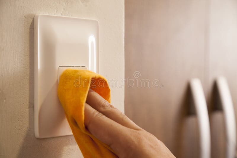 Cleaning the Room Light Switch Stock Photo - Image of cleaning, house ...