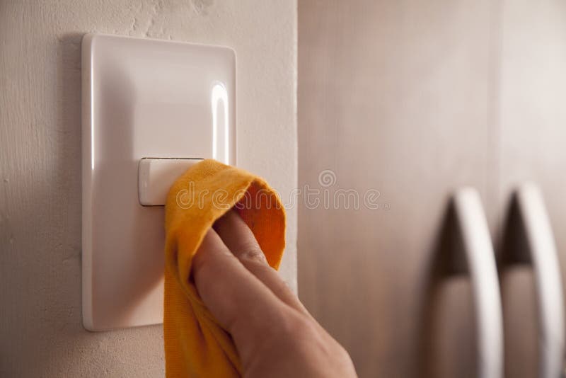 Cleaning the Room Light Switch Stock Image - Image of open ...