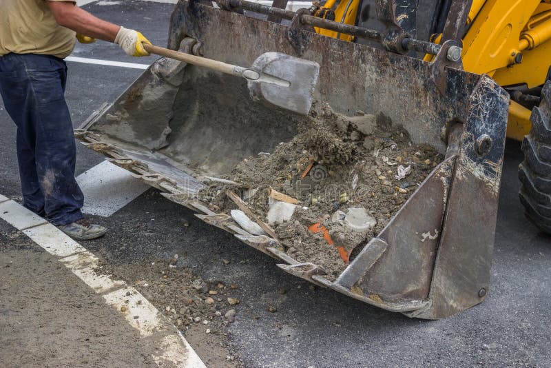 Cleaning Rubble from the Road 2 Stock Image - Image of house, architect ...