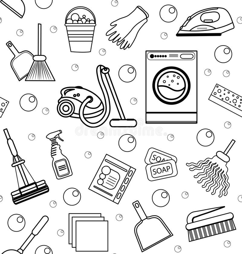 Cleaning Seamless Pattern. Endless Background, Texture, Wallpaper ...