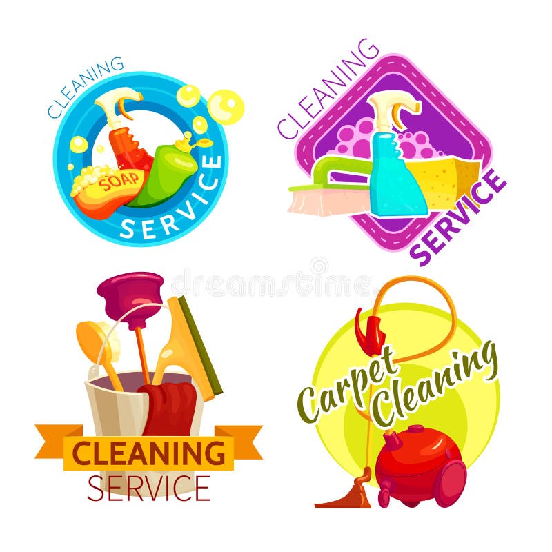 Set of Cleaning Service Emblems Stock Vector - Illustration of domestic ...