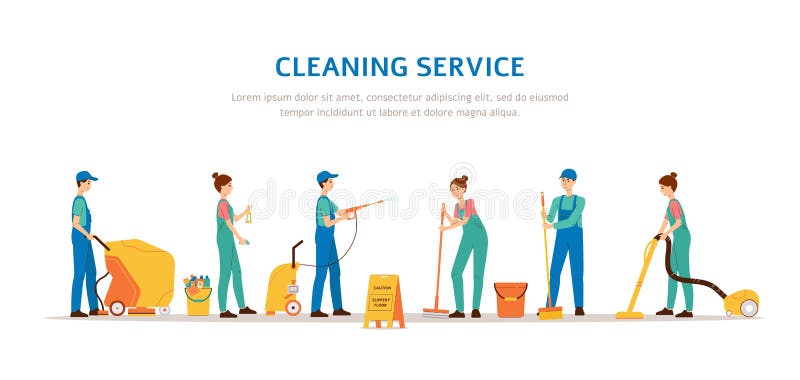 Cleaning Service Banner Template with Cleaner Team in Uniform Using ...