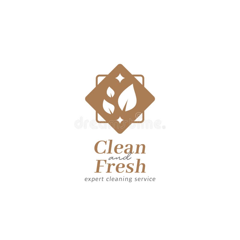 Cleaning Service Clean and Fresh Logo Icon with Nature Leaf and Shining ...